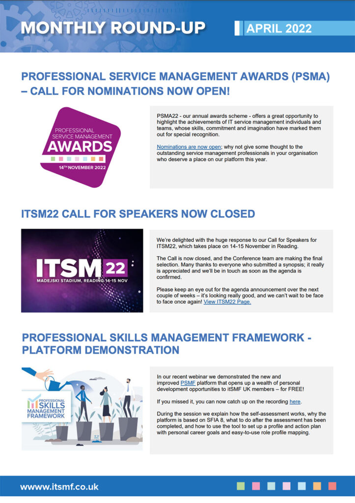 Monthly Round-up - itSMF UK