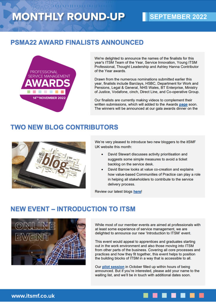 Monthly Round-up - itSMF UK