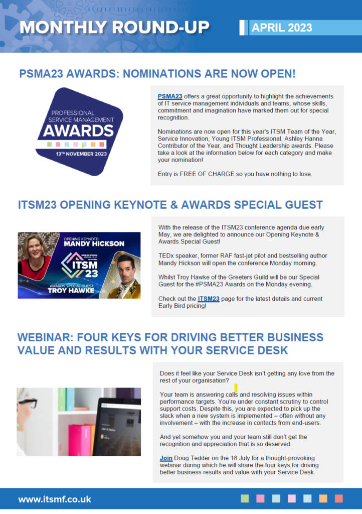 Monthly Round-up - itSMF UK