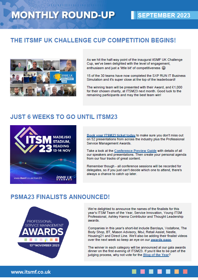 Monthly Round-up - itSMF UK