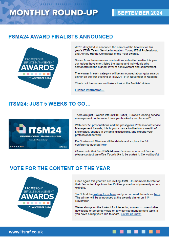 Monthly Round-up - itSMF UK